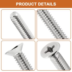 Cionyce 25PC Flat Head Phillips Machine Screws 1/4-20 x 2, 304 Stainless Steel Device Mounting Screws Countersunk Bolt Fastening