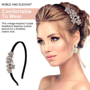 bodbop Crystal Hair Band, Fashion Headband for Women, Pearl Hairband Head Hoop for Girls with Pretty Cute Rhinestone Flower, Nice Elegant Headwear Accessory with Shiny Bling for Wedding Bride Beauty Care (Plum 5) (Flower 3)