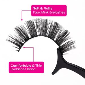 False Eyelashes CUTEBEY Russian Strip Lashes Natural Wispy D Curly Faux Mink Eyelashes 7 Pairs 15MM Eyelashes Pack Creates Natural Look (Russian SL-C)