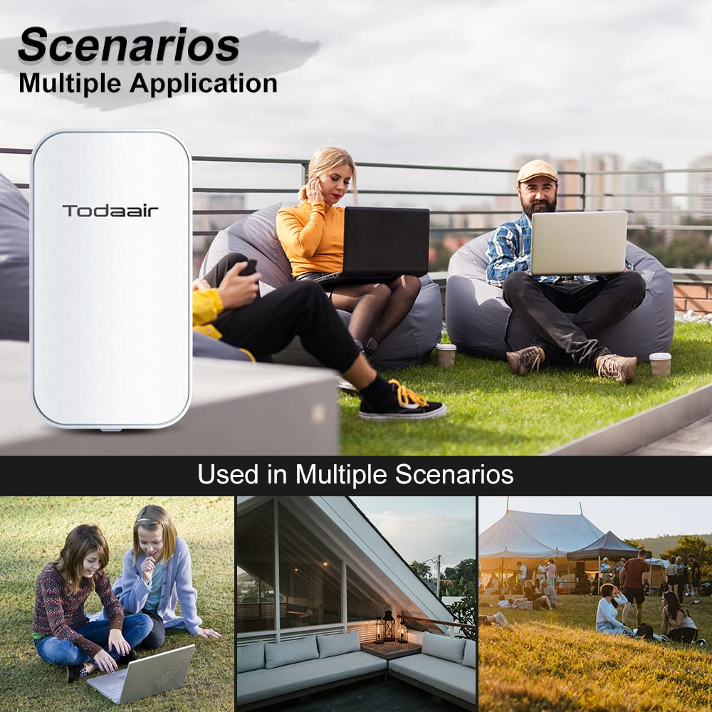 TODAAIR Outdoor WiFi Extender，WiFi Booster and Signal Amplifier，Internet Booster，Wireless Bridge，Up to 1200Mbps Dual Band WiFi Repeater ，Covers Up to Least 3440 Sq. ft and 30 Devices