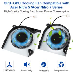 S-Union New CPU+GPU Cooling Fan Replacement for Nitro 5 AN515-43, AN515-54, AN517-51, Acer Nitro 7 AN715-51 Series Game Laptop (with Thermal Paste and Spatula)