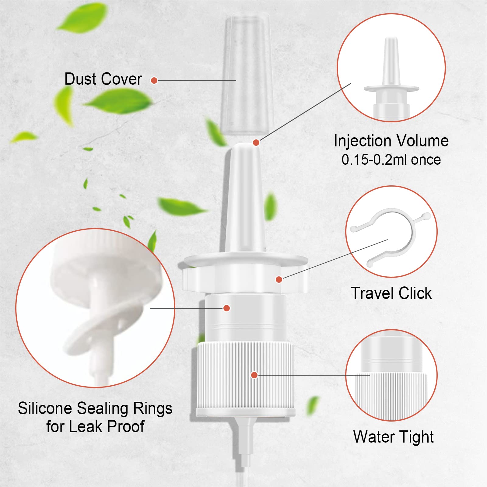 Nasal Spray Bottles with Graduated Scale, 5 PCS 30ML/1OZ Continuous Fine Mister Spray Bottles, Refillable Small Empty Amber Glass Bottle with Funnels, Travel Clips and Labels