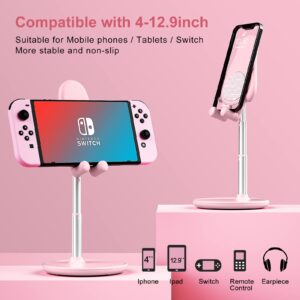 AFISEL Cute Phone Stand Angle Height Adjustable Cell Phone Stand for Desk Penguin Phone Stand Fit with Switch,Phone,ipad,Headphones Create a Lovely Atmosphere Pairing Cute Penguin Plush(Pink)