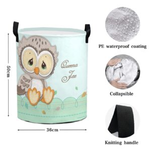 Woodland Owl Storage Bin, Waterproof Oxford Fabric Clothes Basket Organizer for Laundry Hamper,Toy Bins,Gift Baskets, Bedroom, Clothes,Baby Nursery