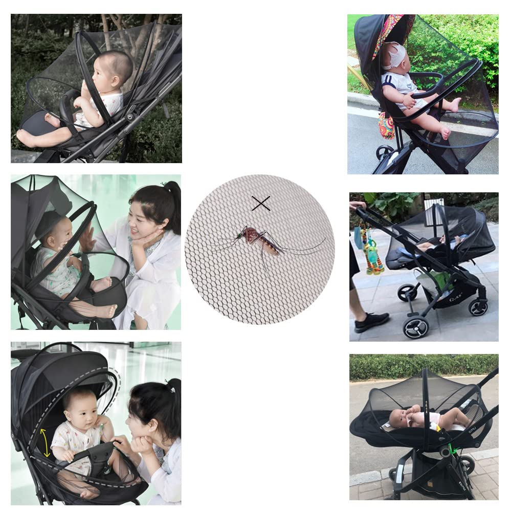 Mosquito Net for Stroller Baby Stroller Sunshade Stroller Mosquito Net Full Cover Zipper Generic Mesh Stroller Cover Visible Breathable Stretchable Mosquito Net for Carriers Car Seats Cradles