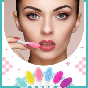 100 Pieces Lip Scrub Brushes Double Sided Silicone Exfoliating Lip Brush with Container Soft Silicone Face Lips Cleaning Tool Silicone Lip Scrubber for Plump Smoother Lip Appearance Multi-colored