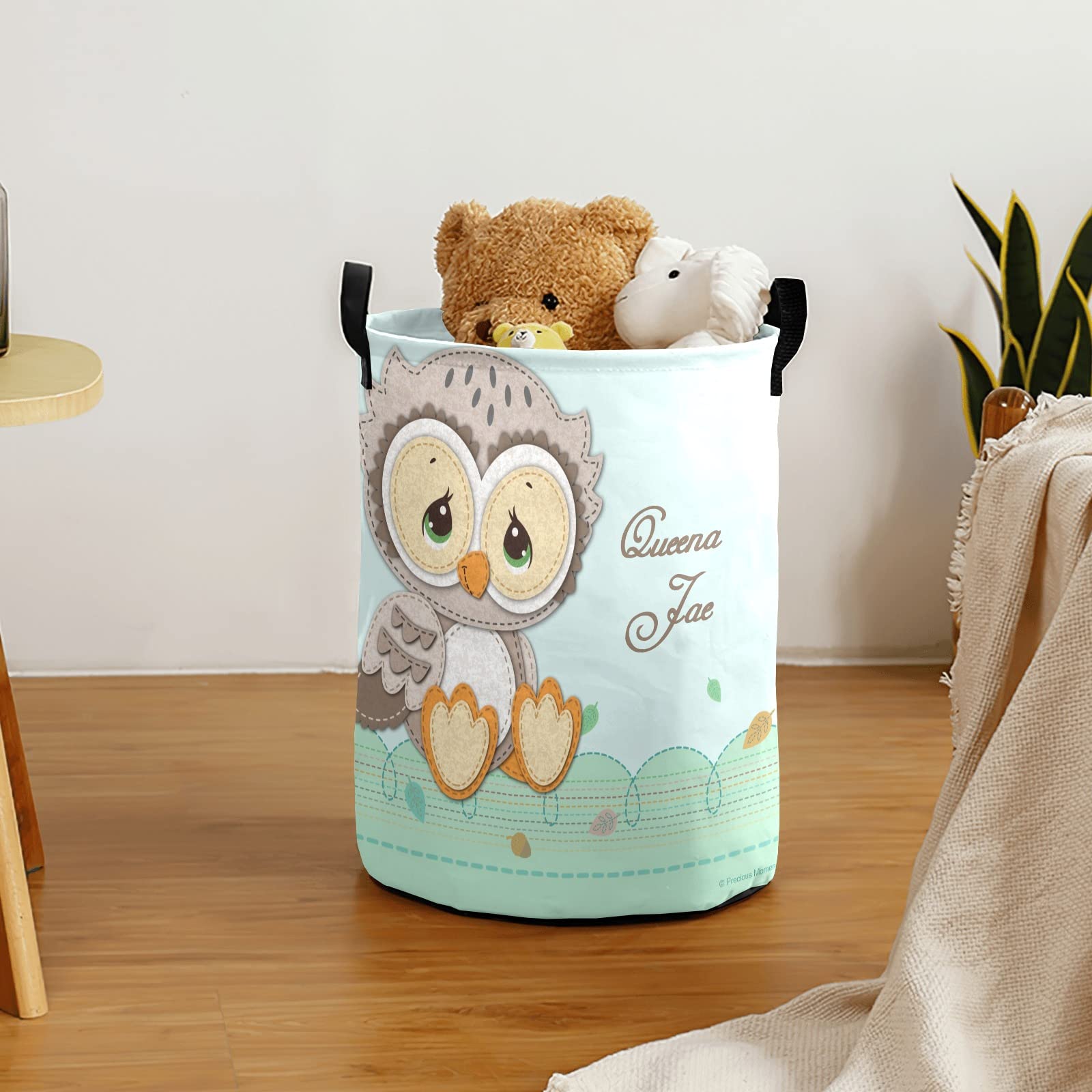 Woodland Owl Storage Bin, Waterproof Oxford Fabric Clothes Basket Organizer for Laundry Hamper,Toy Bins,Gift Baskets, Bedroom, Clothes,Baby Nursery