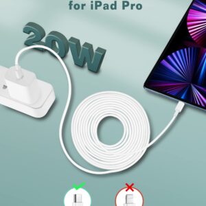 [Apple MFi Certified] 20W USB C Fast Charger for iPad Air 5th 4th 10.9, Pro 12.9/11 inch 2021/2020/2018, Mini 6 Generation, TIKALONG PD Wall Block + 6FT to Charging Cable, white