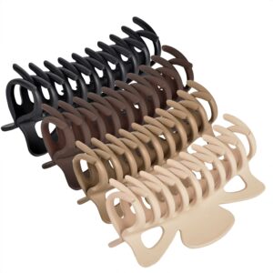 79style hair clips for women, 4.7 inch big claw clips for thick long hair, non-slip durable large hair clips, extra large giant hair clamps, strong hold, 4 pack (brown)