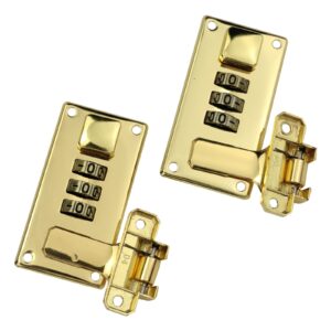 mewutal 2pcs luggage combination lock, toolbox hasp with combination lock, 3 digit combination lock (gold)