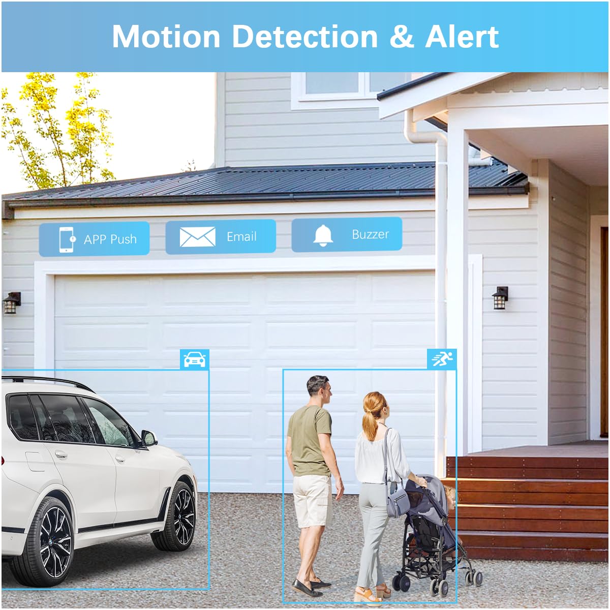 WEILAILIFE 【2-Way Audio ＆ 90ft Night Vision】 3MP Outdoor/Home Wireless Extended Security Camera, Bullet Exterior Surveillance, IP66 Waterproof