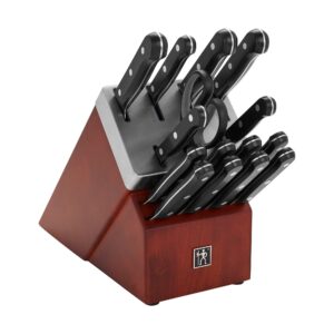 henckels solution razor-sharp 16-piece self sharpening knife block set, chef knife, bread knife, steak knife, german engineered knife informed by 100+ years of mastery