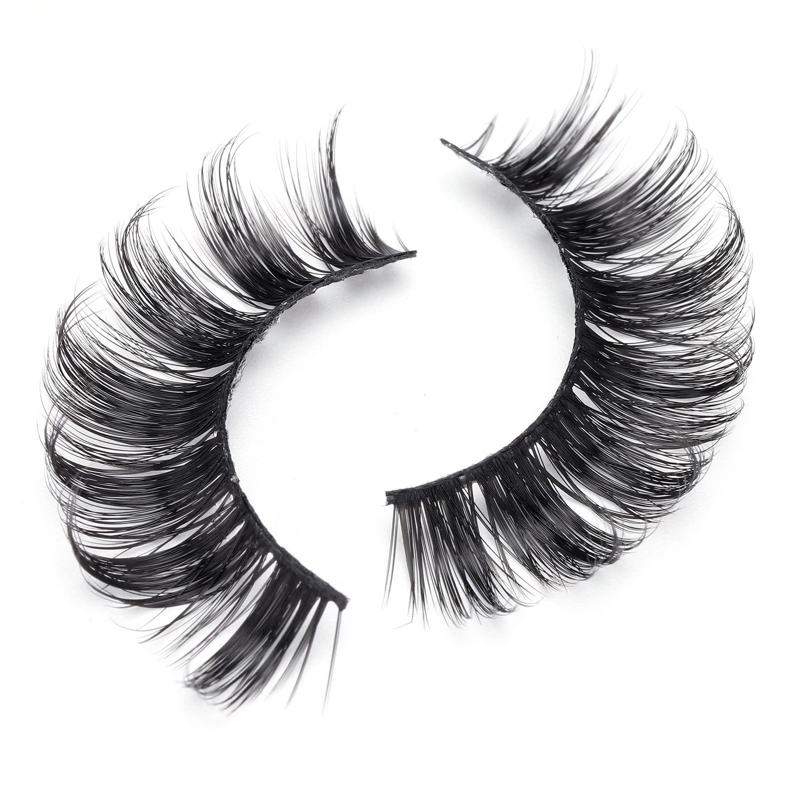 False Eyelashes CUTEBEY Russian Strip Lashes Natural Wispy D Curly Faux Mink Eyelashes 7 Pairs 15MM Eyelashes Pack Creates Natural Look (Russian SL-C)