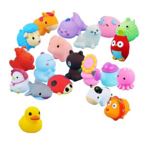 aminfun 20 pcs bath toys,rubber duck animal,toddlers bathtub toys,baby pool floating toys,infant boy girl shower toys,party decoration for birthday easter christmas party(20-pack,random)