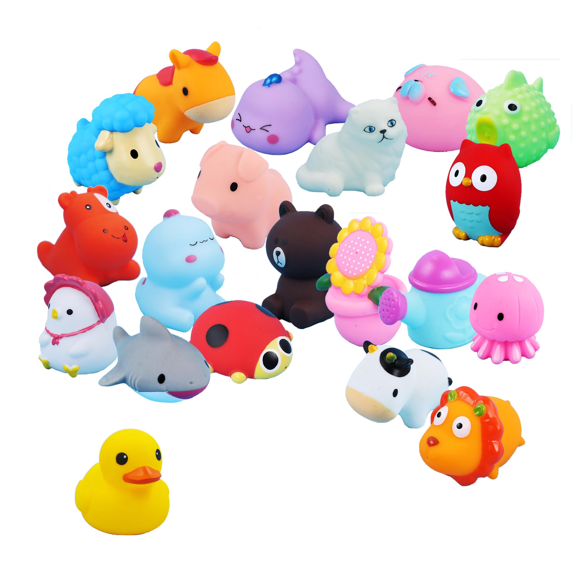 AMINFUN 20 PCS Bath Toys,Rubber Duck Animal,Toddlers Bathtub Toys,Baby Pool Floating Toys,Infant Boy Girl Shower Toys,Party Decoration for Birthday Easter Christmas Party(20-Pack,Random)