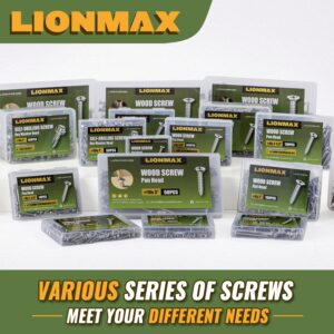 LIONMAX #12 × 2" Wood Screws 30 PCS, Stainless Pan Head Wood Screws, PH Drive, 304 Stainless Steel 18-8, Self Tapping, Screws for Woodworking Project