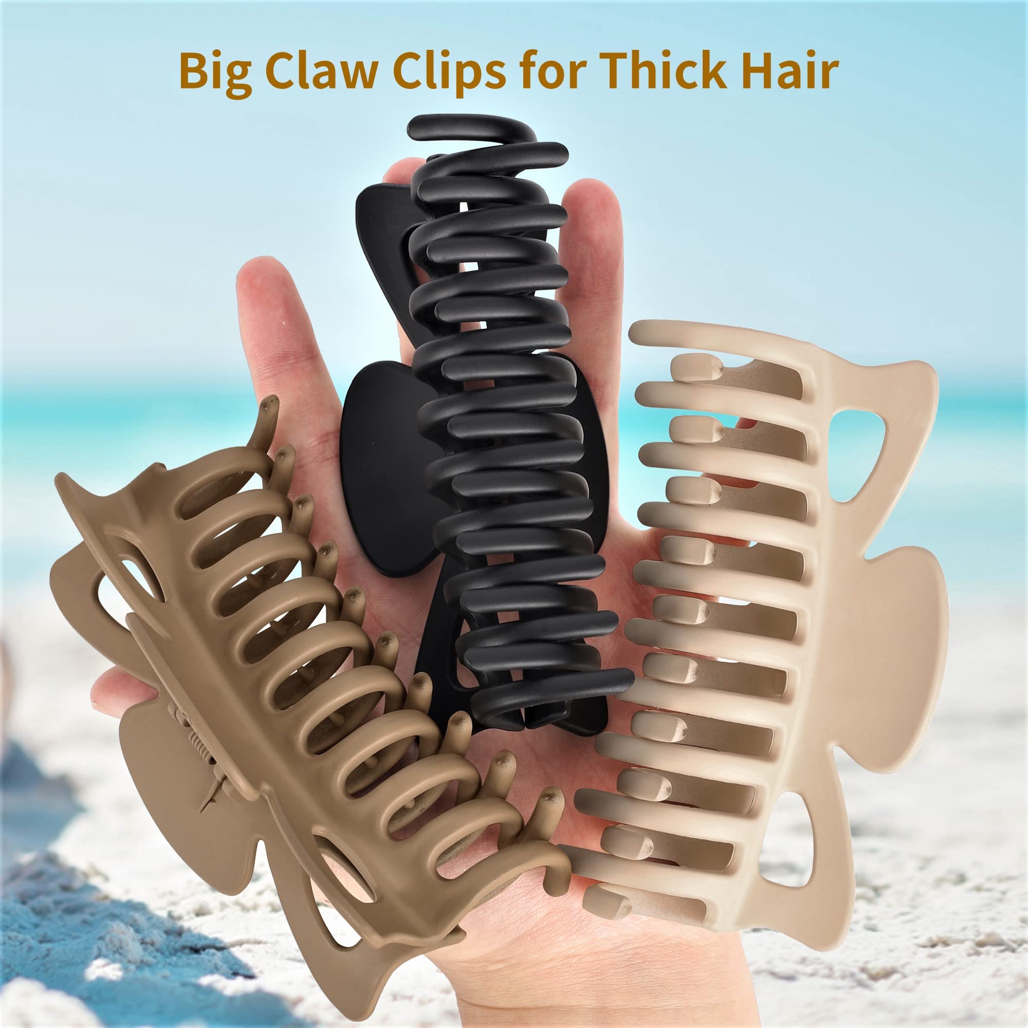 79Style Hair Clips for Women, 4.7 Inch Big Claw Clips for Thick Long Hair, Non-slip Durable Large Hair Clips, Extra Large Giant Hair Clamps, Strong Hold, 4 Pack (Brown)