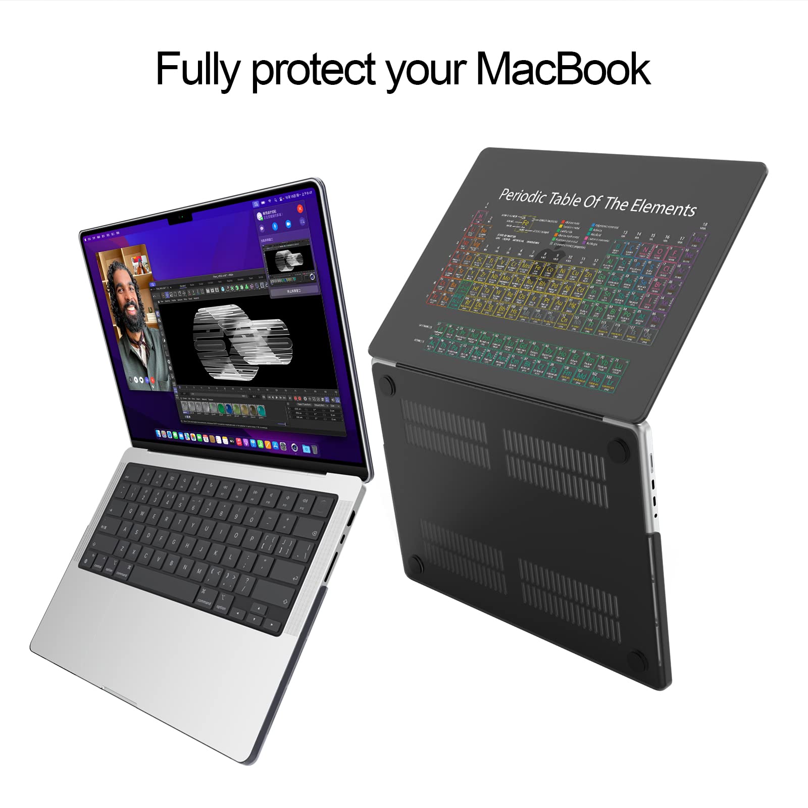 SanMuFly Compatible with MacBook pro 16 Case 2021 Release A2485 M1 Pro/Max,Printed Crystal Black Shell & Keyboard Cover & Screen Protector,Chemistry Science Periodic Table of The Elements Case