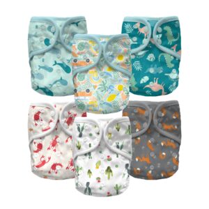 la petite ourse 6 one size printed snap cloth diaper cover, cpsia certified, for babies weighing 10 pounds - animal