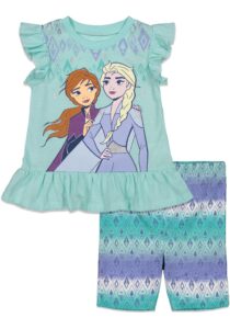 disney frozen elsa princess anna infant baby girls graphic t-shirt and shorts outfit set tie dye white stripe 18-24 months