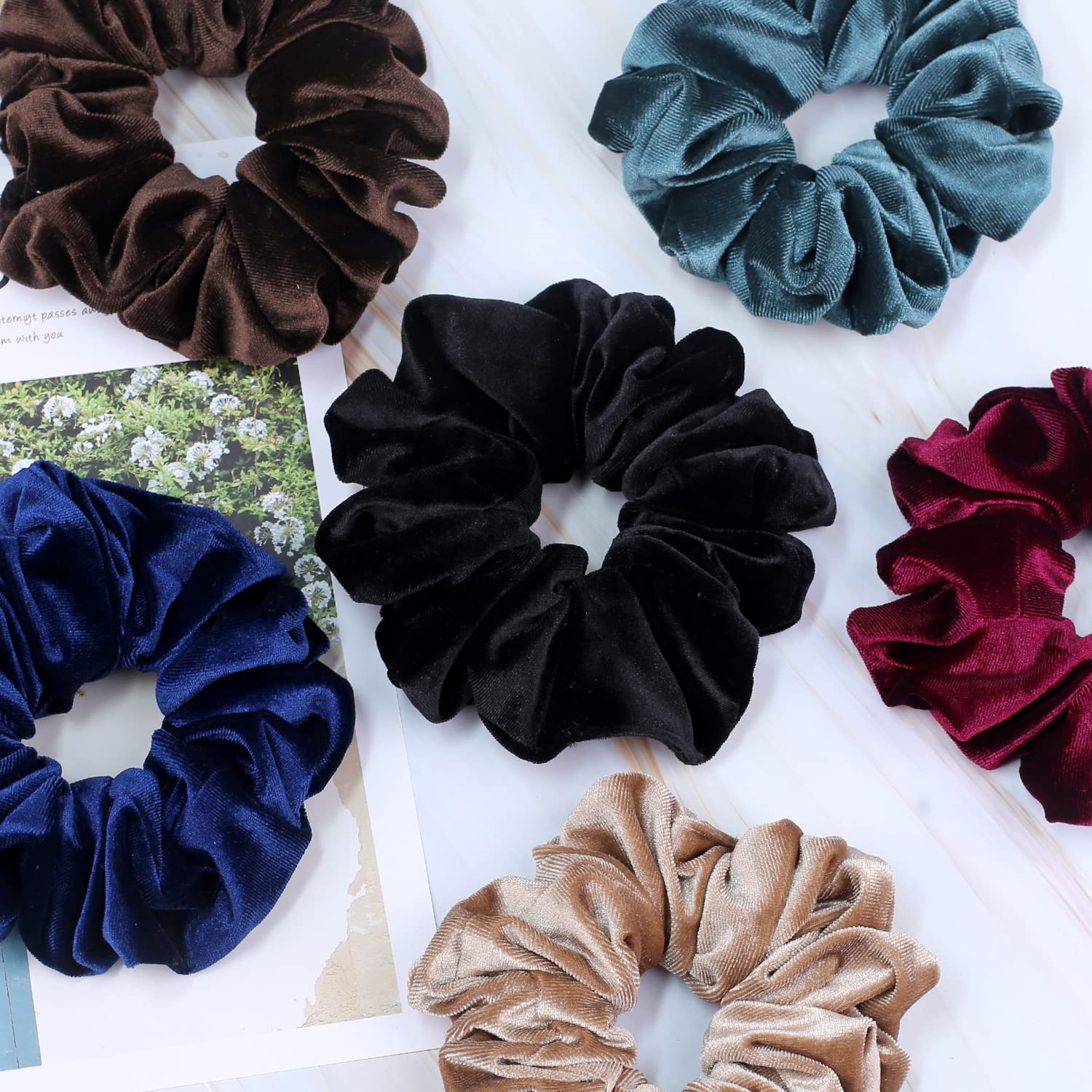 IVARYSS Extra Large Scrunchies for Women's Thick Hair, Premium Velvet Soft Jumbo Scrunchy, XL 6 inch Big Elastic Band Hair Accessories, 4 Pack, Neutral