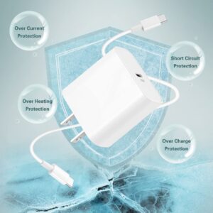 [Apple MFi Certified] 20W USB C Fast Charger for iPad Air 5th 4th 10.9, Pro 12.9/11 inch 2021/2020/2018, Mini 6 Generation, TIKALONG PD Wall Block + 6FT to Charging Cable, white