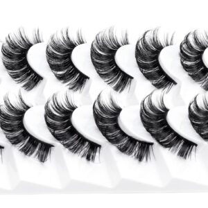 False Eyelashes CUTEBEY Russian Strip Lashes Natural Wispy D Curly Faux Mink Eyelashes 7 Pairs 15MM Eyelashes Pack Creates Natural Look (Russian SL-C)