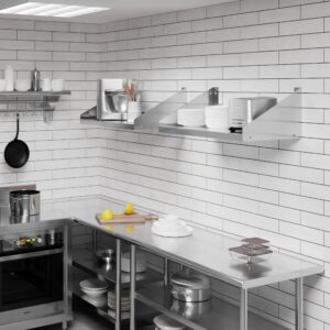 AmGood 30" Long X 18" Deep Stainless Steel Wall Shelf with Side Guards