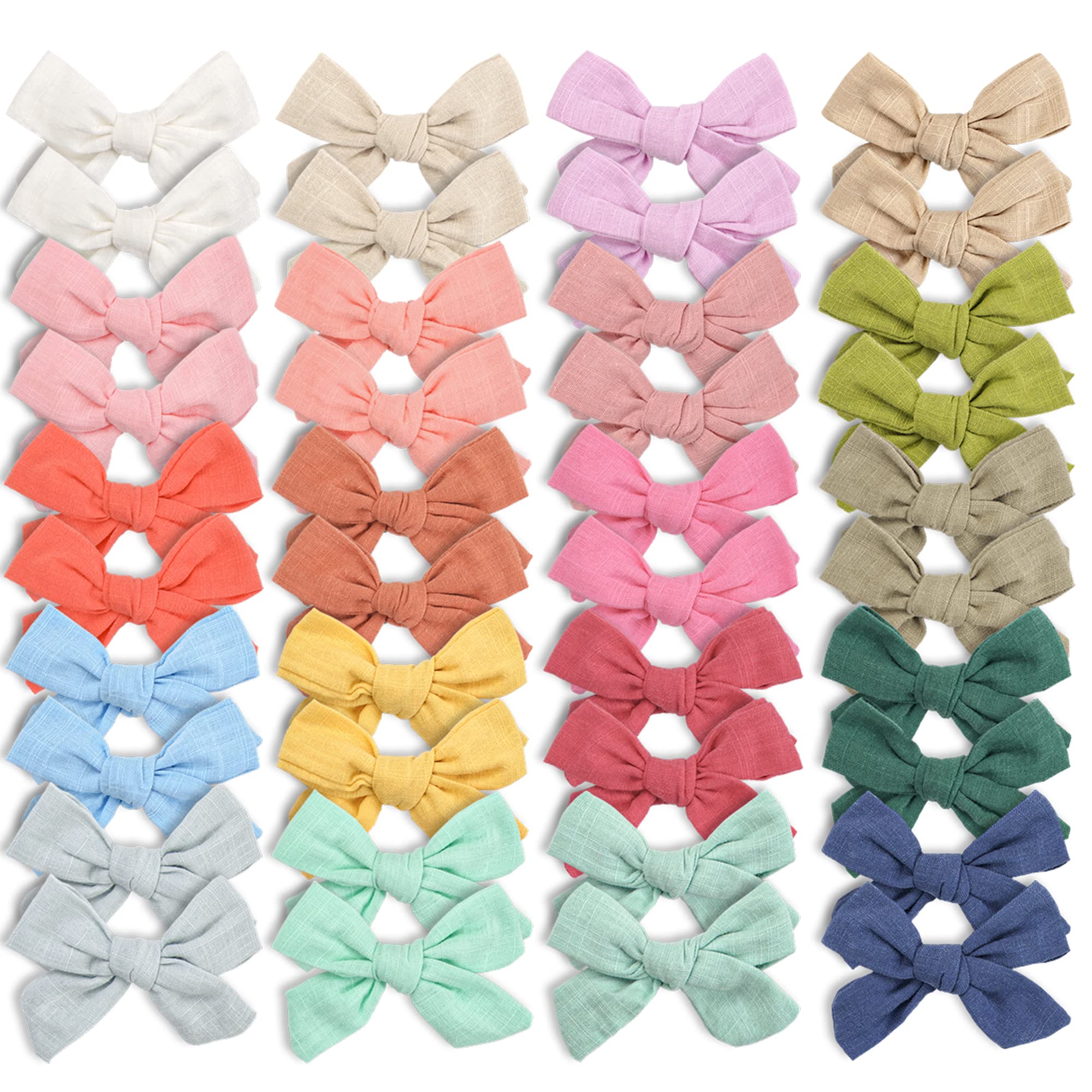 CÉLLOT 40 Pieces Girls Hair Bows Linen Fabric Bows Alligator Clips Hair Accessories for Little Girls Toddlers Kids and Teens