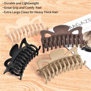 79Style Hair Clips for Women, 4.7 Inch Big Claw Clips for Thick Long Hair, Non-slip Durable Large Hair Clips, Extra Large Giant Hair Clamps, Strong Hold, 4 Pack (Brown)