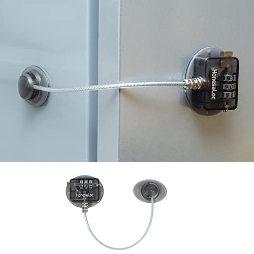 HonesaLoc Refrigerator Lock Combination, Coded Fridge Lock Freezer Child Safety Lock Door Lock with 3M Strong Adhesive, Baby Proofing Drawer Door Lock, No Keys Need - Grey