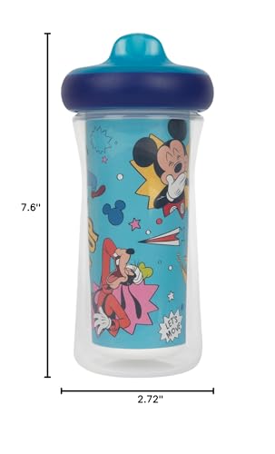 The First Years Disney Mickey Mouse Kids Insulated Sippy Cups - Dishwasher Safe Spill Proof Toddler Cups - Ages 12 Months and Up - 9 Ounces - 2 Count