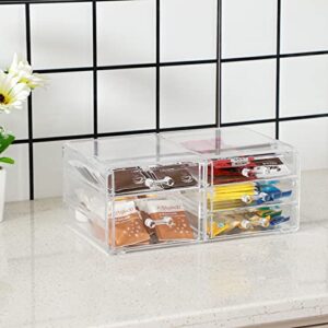 Cq acrylic Clear Stackable Storage Drawers,5 Drawers Acrylic organizers For Vanity Counter,Large Plastic Clear Drawer Organizers For Bathroom Medicine,Craft,Beauty Supplies,Pack of 1