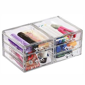 cq acrylic clear stackable storage drawers,5 drawers acrylic organizers for vanity counter,large plastic clear drawer organizers for bathroom medicine,craft,beauty supplies,pack of 1