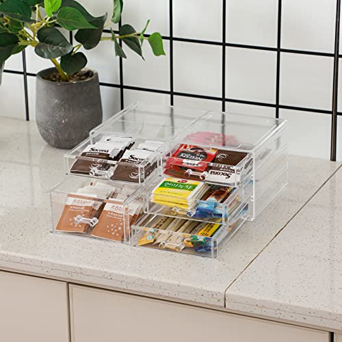 Cq acrylic Clear Stackable Storage Drawers,5 Drawers Acrylic organizers For Vanity Counter,Large Plastic Clear Drawer Organizers For Bathroom Medicine,Craft,Beauty Supplies,Pack of 1