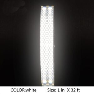 StarJungle Flexible Reflective Tape White 1 Inch X 32 Feet High Intensity Grade Safety Tape Waterproof Conspicuity Trailer Reflector (1 in x 32 FT)