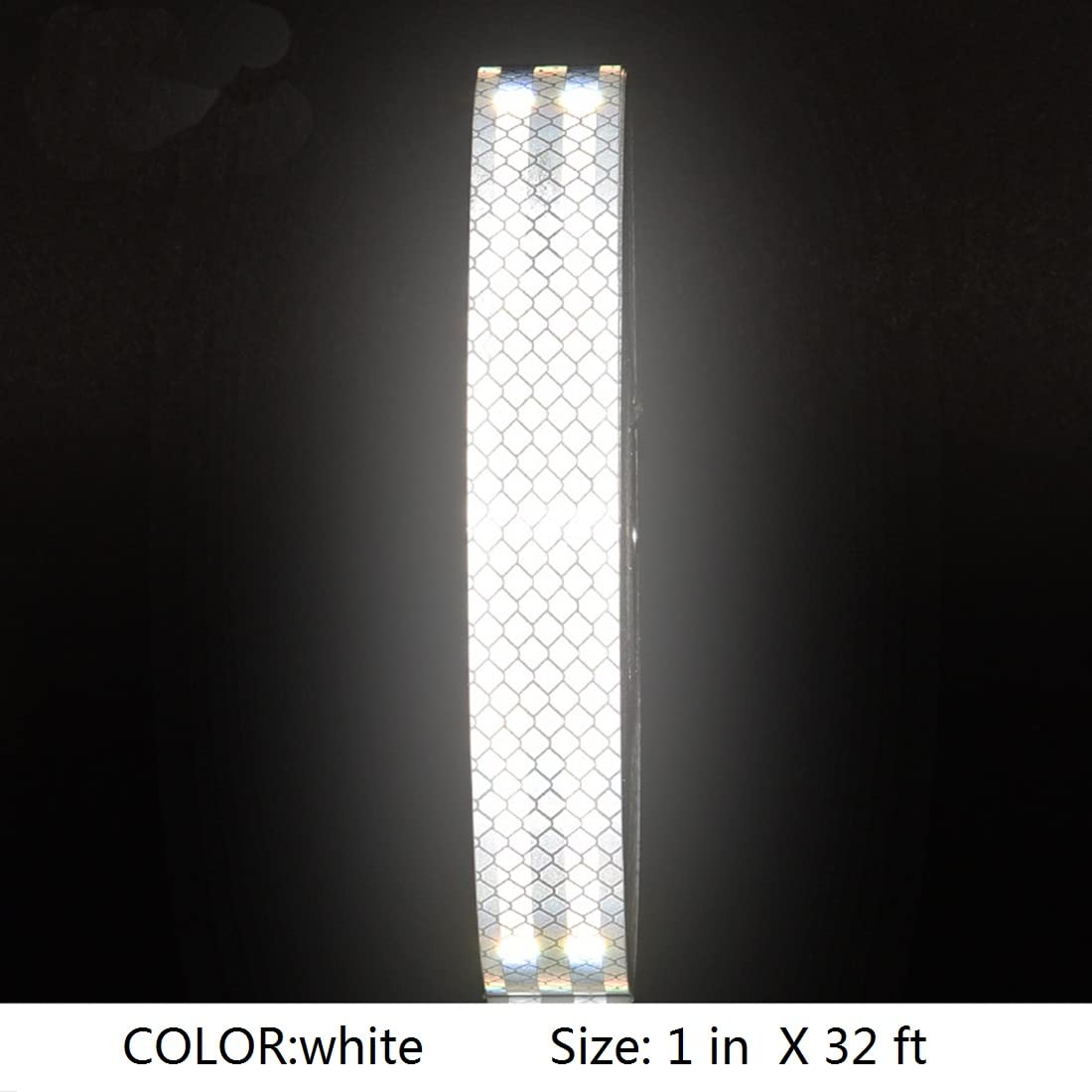 StarJungle Flexible Reflective Tape White 1 Inch X 32 Feet High Intensity Grade Safety Tape Waterproof Conspicuity Trailer Reflector (1 in x 32 FT)