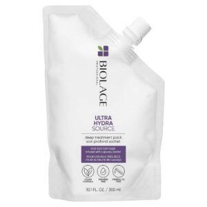 biolage ultra hydra source deep treatment pack | leave-in hair mask | conditions, softens & restores hair | for very dry hair | paraben-free | vegan | cruelty free | 10.1 fl. oz