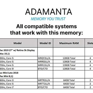 Factory Original 16GB (2x8GB) Memory Upgrade for 2020 & 2019 Apple iMac 27" w/Retina 5K Display & 2018 Apple Mac Mini DDR4 2666Mhz PC4-21300 SODIMM 1Rx8 CL19 1.2v RAM Adamanta