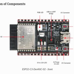 Stemedu ESP32-C3-DevKitC-02 ESP32-C3-WROOM-02 Development Board Module with 4MB SPI Flash WiFi + Bluetooth Core 2-in-1 Microcontroller Processor for Ar-duino IDE