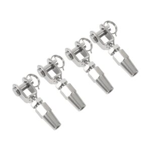 justweixing 4pcs 316 marine grade stainless steel swageless fork terminal for 4mm 3/16 wire rope railing rope terminal fitting hook (size : for 4mm wire)