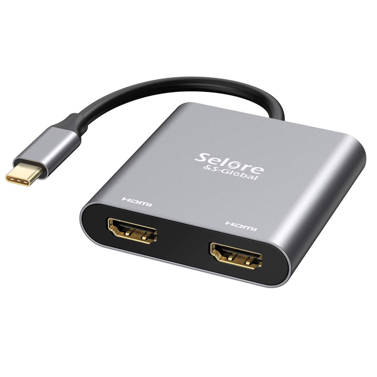 Selore&S-Global USB C to Dual HDMI Adapter, 6 in 1 USB C Adapter for MacBook Pro/MacBook Air 2020 2019 2018 13" 15" 16"