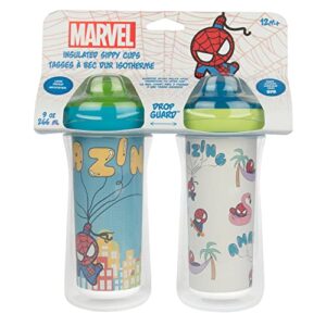 The First Years Marvel Insulated Sippy Cups - Spill Proof Insulated Toddler Cups with Bite-Resistant Hard Spout - 9 Ounces - 2 Count