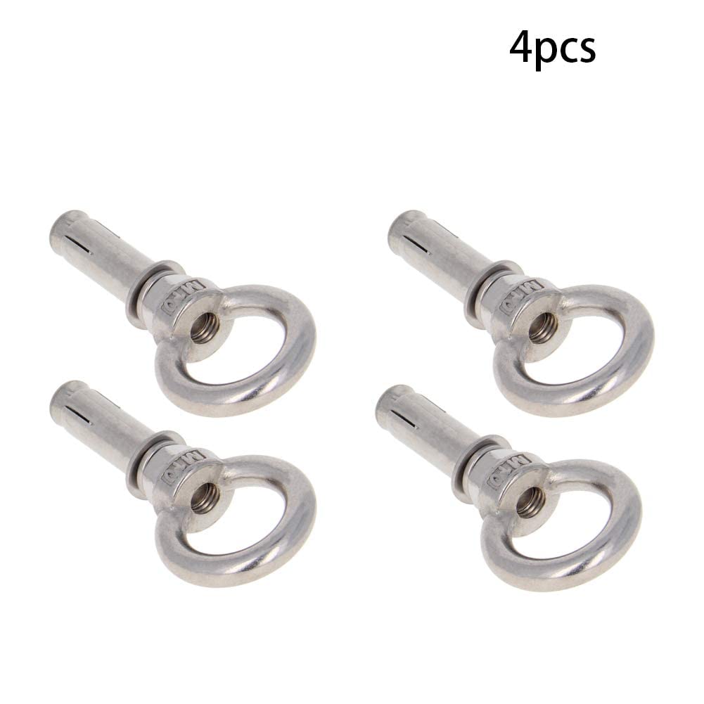 Heyiarbeit M10 x 60 Expansion Eyebolt Eye Nut Screw with Ring 304 Stainless Steel Anchor Raw Bolts 4Pcs