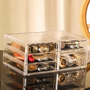 Cq acrylic Clear Stackable Storage Drawers,5 Drawers Acrylic organizers For Vanity Counter,Large Plastic Clear Drawer Organizers For Bathroom Medicine,Craft,Beauty Supplies,Pack of 1