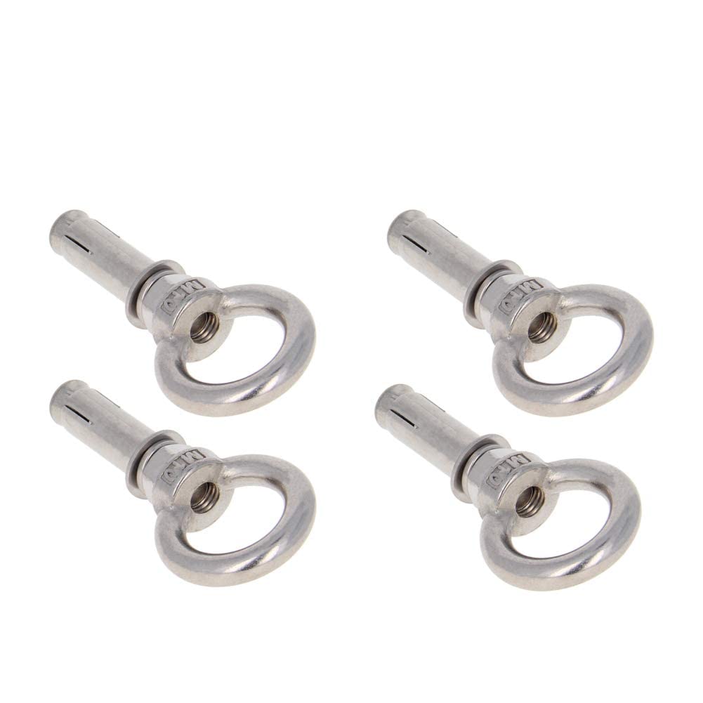 Heyiarbeit M10 x 60 Expansion Eyebolt Eye Nut Screw with Ring 304 Stainless Steel Anchor Raw Bolts 4Pcs