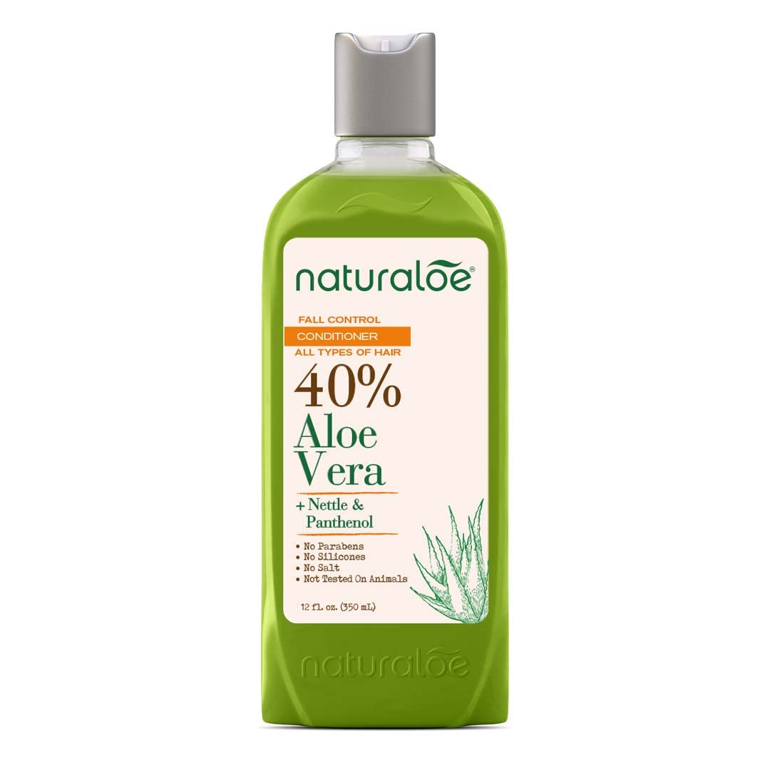 Naturaloe - Hair Fall Control Conditioner - 100% Vegan Formula Infused with 40% Aloe Vera Gel, EcoFriendly, Cruelty Free, No Parabens, No Silicones - 12 fl oz