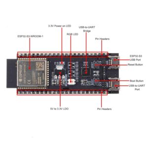 DIYmall ESP32-S3-DevKitC-1 N8R8 ESP32 S3 Development Board ESP32-S3-WROOM-1 Module Integrates Complete Wi-Fi+BT+BLE Functions,8MB Flash+8MB PSRAM