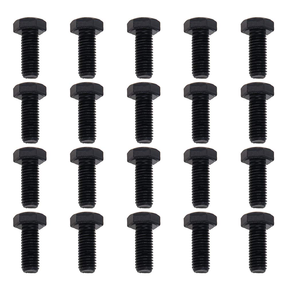 Heyiarbeit M10x25mm Hex Screws Bolts Carbon Steel Fastener Rustproof Metric Fully Threaded Replace Bolt Black 20PCS