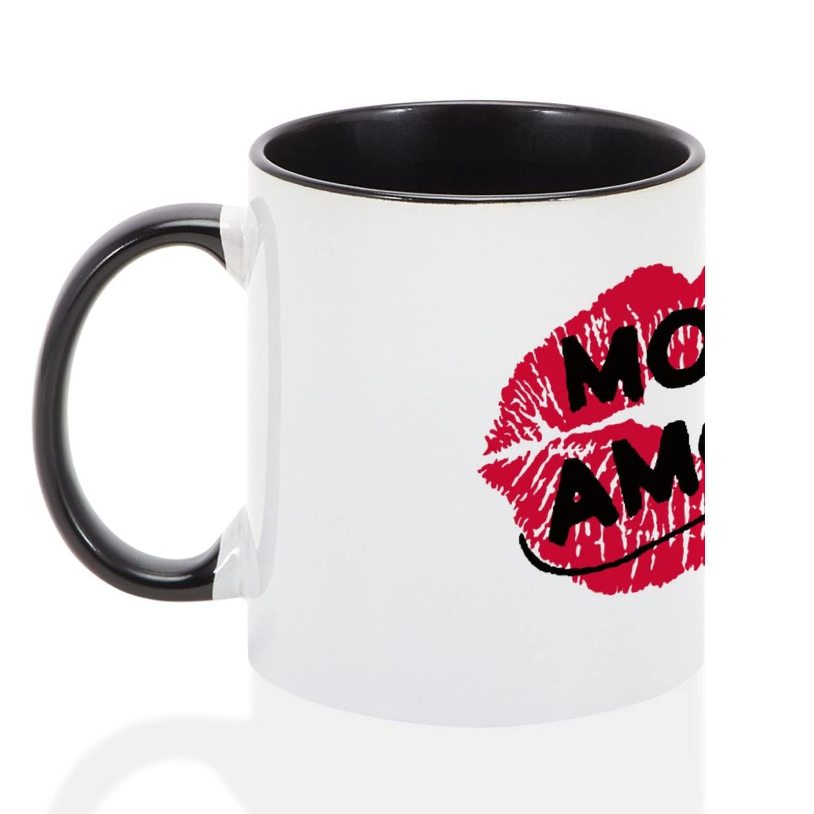 by Unbranded Cappuccino Cup Valentine's Day Red Lips Mon Amour Funny Cup for Men Women Him Her Coffee Mug Novelty Birthday Gift 11OZ